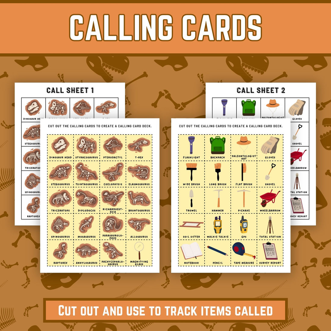 Paleontology Bingo, Kids Printable Birthday Party Activity for Fossil ...